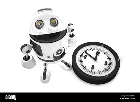 Robot With Clock D Illustration Isolated Contains Clipping Path Stock Photo Alamy