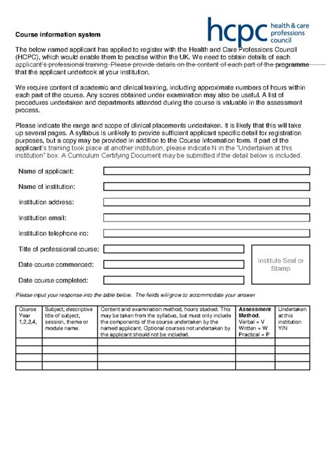 Course Information Sheet 6 Course Information System The Below Named Applicant Has Applied To
