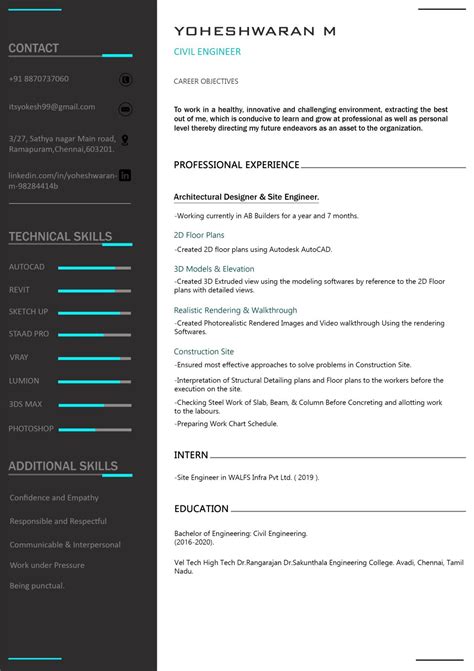 Yoheshwaran M On Linkedin Resume Civilengineer Architect
