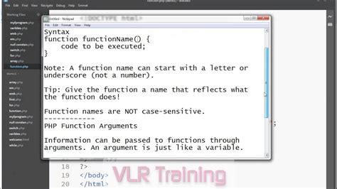 User Defined Functions In Php 01 In Telugu 19 Vlr Training Youtube