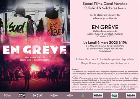 Avant première du documentaire En grève à Paris le mars Solidaires