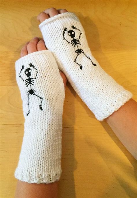 SKELETON Arm Warmers Fingerless Gloves Wrist Warmers Etsy Arm