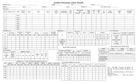 প্রাথমিক বিদ্যালয়ের মাসিক রিটার্ন ফরম ওয়ার্ড পিডিএফ এক্সএল ফাইল