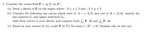 Solved 7 Consider The Vector Field F Y0 On R2 A Draw
