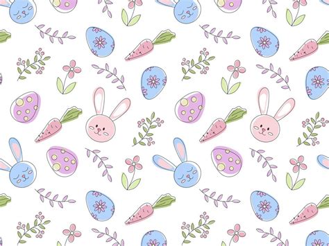 Seamless Easter Pattern With Eggs And Bunnies In Pastel Colors Pattern