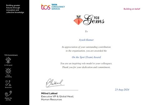 Ayush Kumar On Linkedin Tcs Appreciation