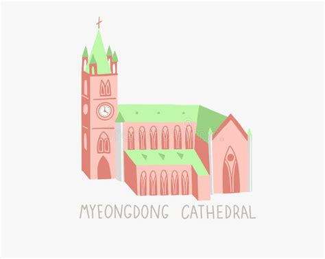 Ilustración De La Catedral De Myeongdong En Seúl Corea Del Sur