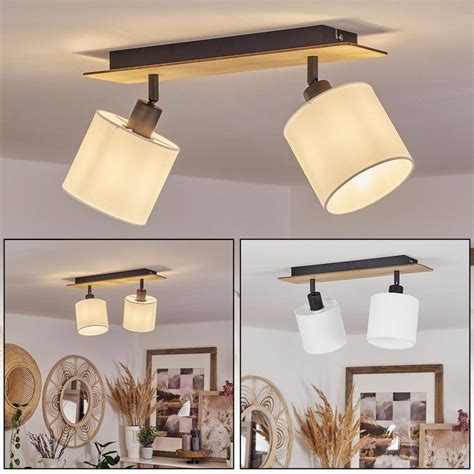 Hofstein Deckenleuchte Costa Deckenlampe Aus Holzmetallstoff In