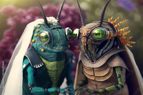 A Beauitiful Portrait Of Two Bugs Beetles Or Cockroaches Getting
