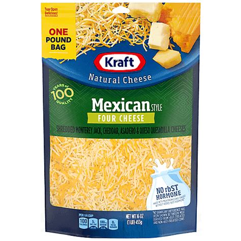 Kraft Mexican Style Four Cheese Blend Shredded Cheese 16 Oz Bag