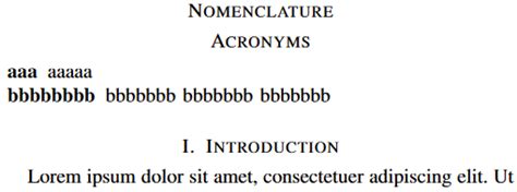 List Of Acronyms From Acro Package Not Displaying Properly In A