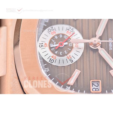 Pp 5980 123l Ppf Nautilus 5980 Chronograph Rg Le Brown Asian Clone Calibre Ch28 520 C
