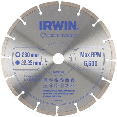 Irwin Iw8087106 Segmented Diamond Blade 230 X 2223mm Rapid Electronics