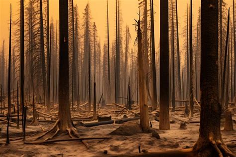Premium Photo Photo Of Forest Fire Aftermath With Charred Trees