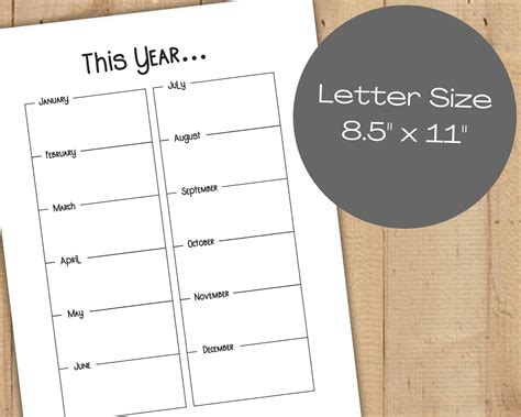 Printable Yearly Planner Yearly Overview Calendar Year Plan PDF Year At A Glance Planner