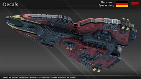 3d Model Gsn Spaceship Siegfried Class Battleship Vr Ar Low Poly