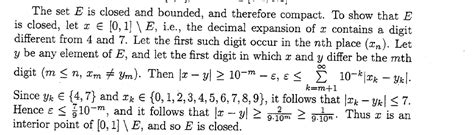 real analysis let e be the set of all x in [0 1] whose decimal