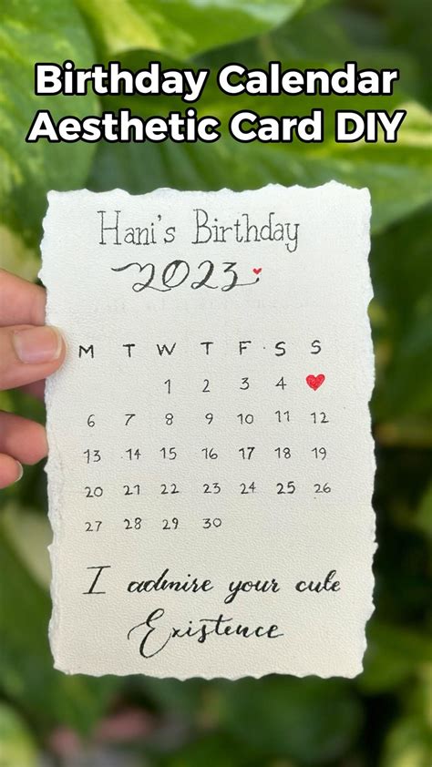 Aesthetic Birthday Calendar Handmade Card Diy Creative T Ideas For