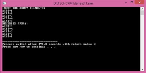 C Program To Reverse A Single Dimensional Array Without Using Another