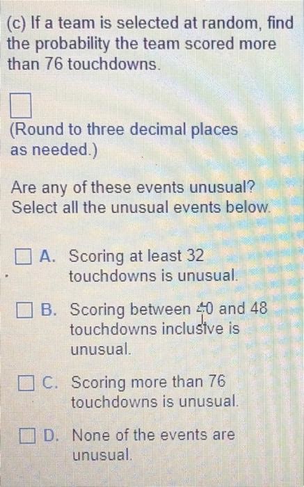 solved a stem and leaf plot for the number of touchdowns