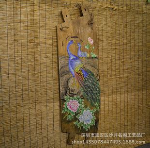 木板广东风化木板画旧门复古画老樟木禅意手绘孔雀画山东门头画 阿里巴巴