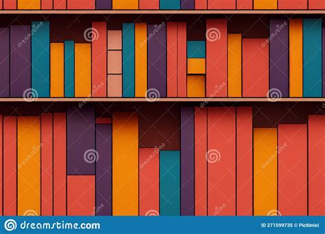 Seamless Pattern Book Shelf With Colorful Books Vector 3d Illustration Stock Illustration