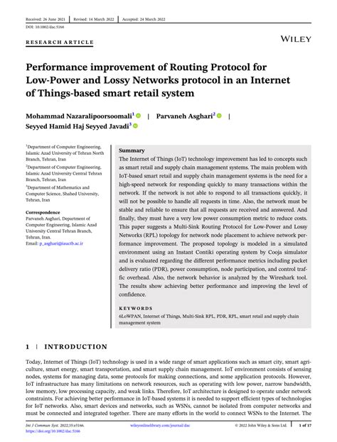 Performance Improvement Of Routing Protocol For Low‐power And Lossy