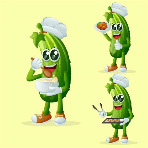 Cute Cucumber Character In The Kitchen 25551338 Vector Art At Vecteezy