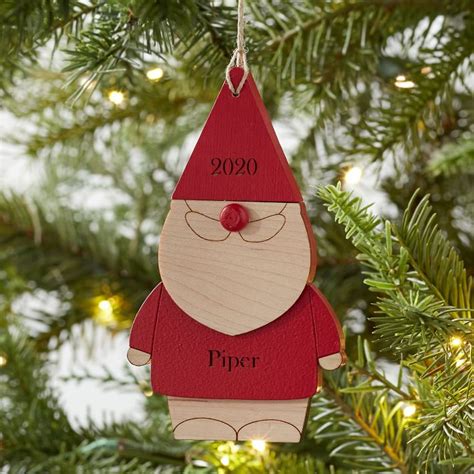 Santa Carved Wood Ornament Pottery Barn Teen