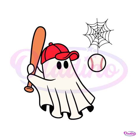 Halloween Baseball Ghost Boys Baseball Player Svg File