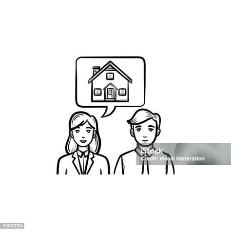 人們夢想房子手繪素描圖示向量圖形及更多丈夫圖片 丈夫 人 仔細考慮 Istock