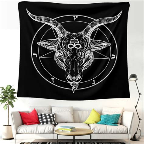 Pentagram With Demon Baphomet Satanic Goat Head Third Eye Binary Symbol
