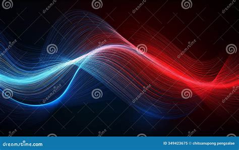 Abstract Red Blue Light Racing Fast Speed Curve Dynomic Motion On Black Background Generative Ai