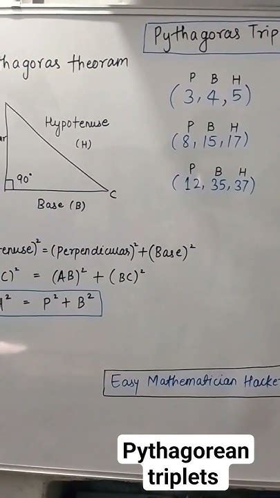 Pythagoras Triplets😱 Youtubeshorts Trending Shortvideo Youtubeshorts Abhinaymaths Maths