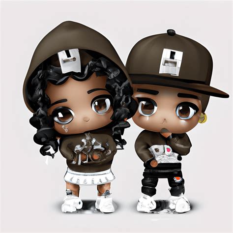 Hip Hop Melanin Couple Wearing Matching Hip Hop Outfits Kawaii