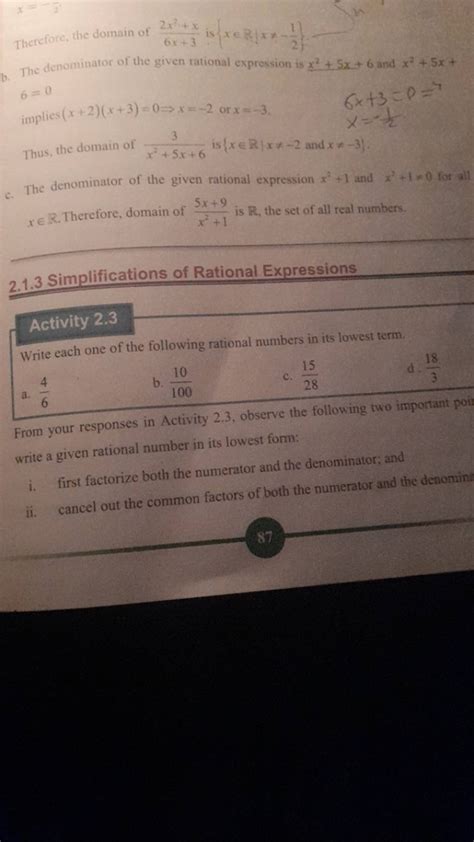 2 1 3 Simplifications Of Rational Expressions Activity 2 3 Write Each One