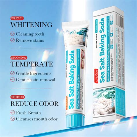 Sadoer Sea Salt Baking Soda Toothpaste Oral Care Fresh Breath 100g