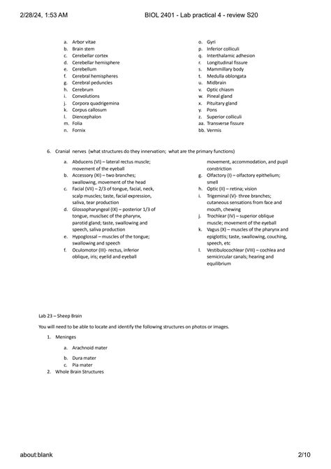 SOLUTION Biol 2401 Lab Practical 4 Review Studypool