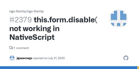 Thisformdisable Not Working In Nativescript · Issue 2379 · Ngx