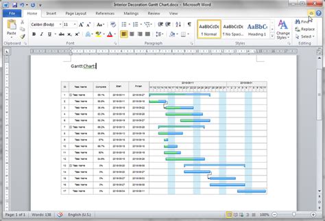 Creating A Gantt Chart In Word Minga