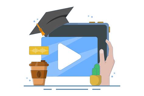 온라인 교육 개념 선인장과 커피가 있는 Pc 컴퓨터 디지털 마케팅 성공과 더 나은 아이디어를 달성하기 위한 지식을 습득합니다 고립 된 배경에 평면 디자인 그림 가상현실에