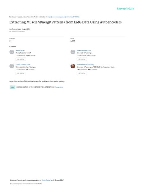 Extracting Muscle Synergy Patterns From Emg Data Using Autoencoders Pdf Principal Component