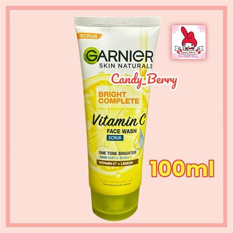 Jual Garnier Bright Complete Brightening Face Wash Scrub 100ml Shopee