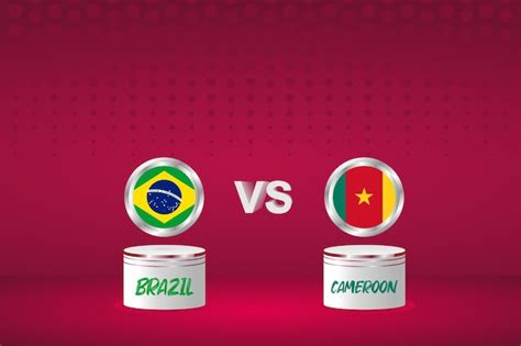 국가 국기 배경 브라질 대 카메룬 2022 카타르 세계 축구 선수권 대회 프리미엄 벡터