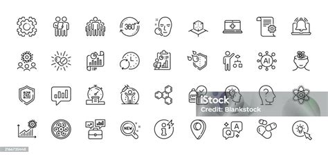 백신 보호 증강 현실 및 Seo 기어 라인 아이콘 팩 웹앱의 경우 선 아이콘 벡터 Qr코드에 대한 스톡 벡터 아트 및 기타 이미지 Qr코드 가득 찬 건강관리와 의술