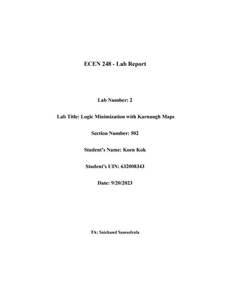 Ecen Lab Report Ecen Lab Report Lab Number Lab Title