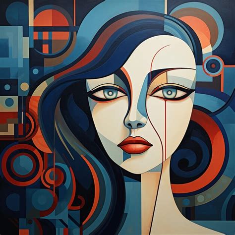 Premium Ai Image Fashion Girl Flat Geometric Shapes Flat Design Abstract Clean Lines Illustration