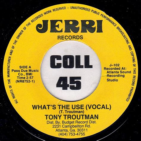 Tony Troutman What S The Use B W Instrumental Jerri Nd