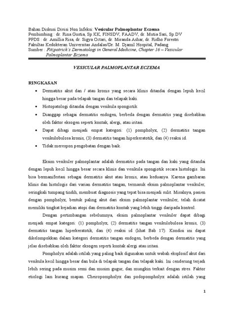 Vesicular Palmoplantar Eczema Pdf