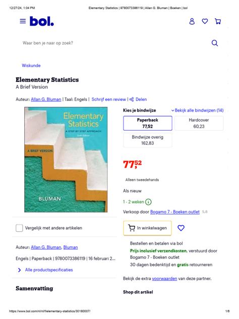 Elementary Statistics - 9780073386119 - Allan G. Bluman - Boeken - Bol | PDF